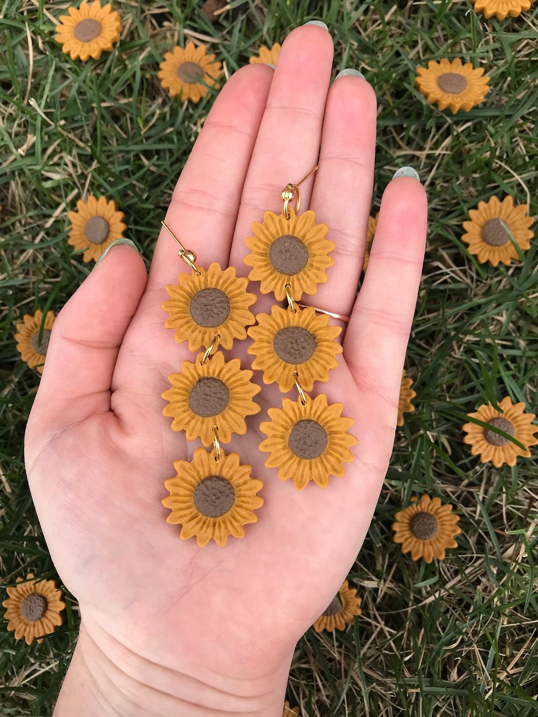 Sunny Dangles /polymer Clay Summer Sunflower Dangle Earrings / Floral ...