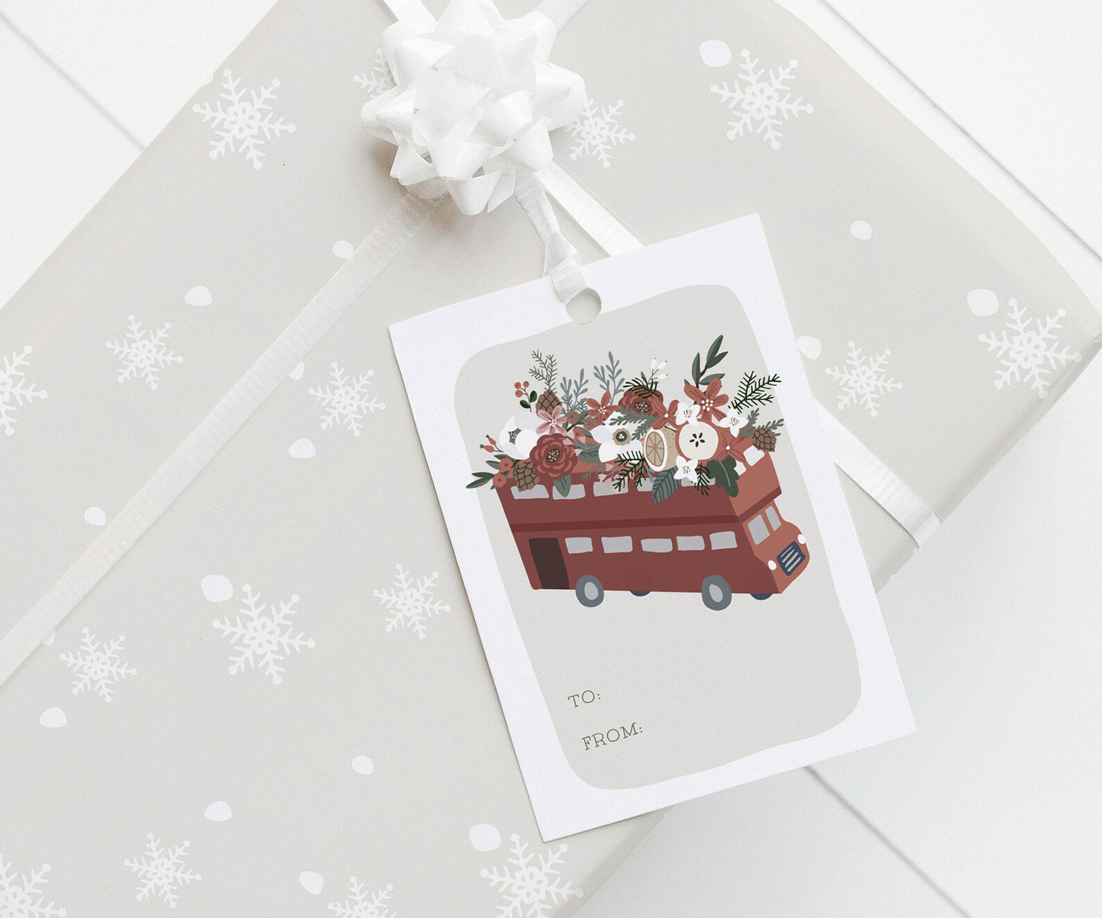 Christmas in London Gift Tag London Bus Gift Tag Printable | Etsy