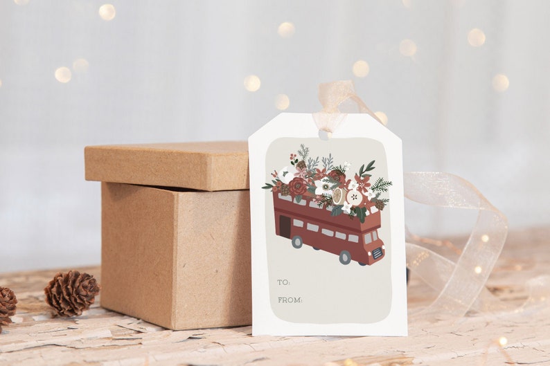 Christmas in London Gift Tag London Bus Gift Tag Printable - Etsy