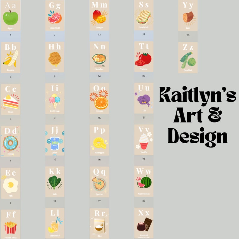 Food Themed Classroom Alphabet Cards Printable - Etsy