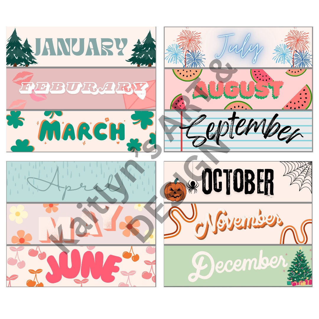 Month Printable, Pocket Chart Calendar Months, School Calendar ...