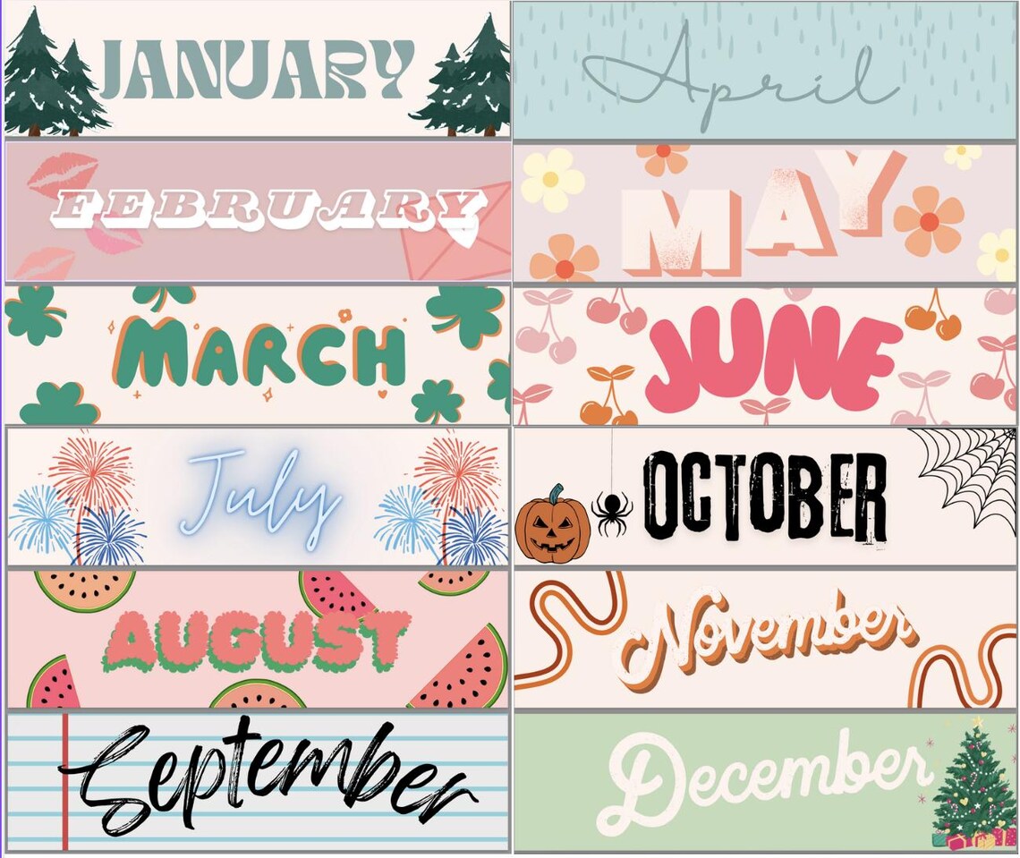 Month Printable, Pocket Chart Calendar Months, School Calendar ...
