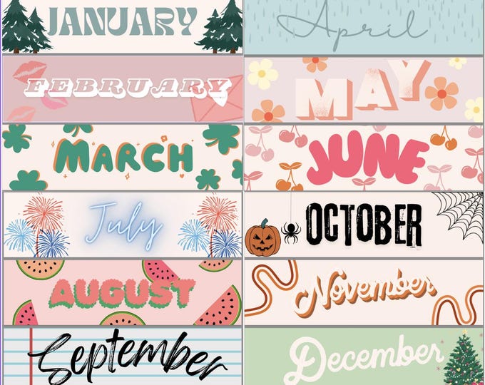 Months of the Year Printable Cards, Water Color Themed, Pocket Chart ...
