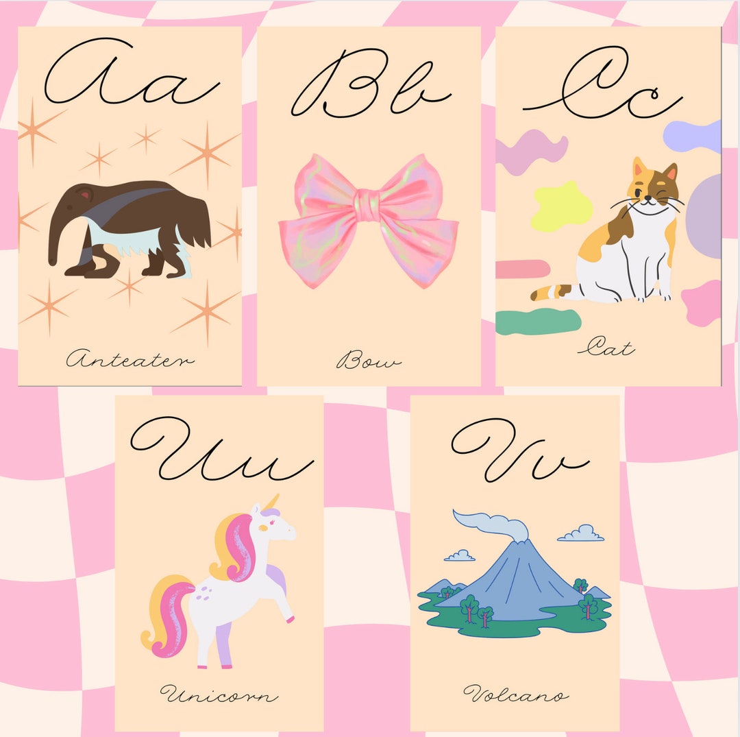 Cursive Alphabet Cards Printable - Etsy
