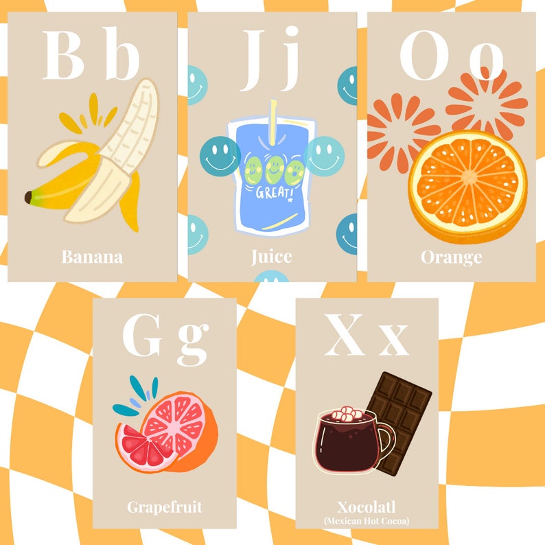 Food Themed Classroom Alphabet Cards Printable - Etsy