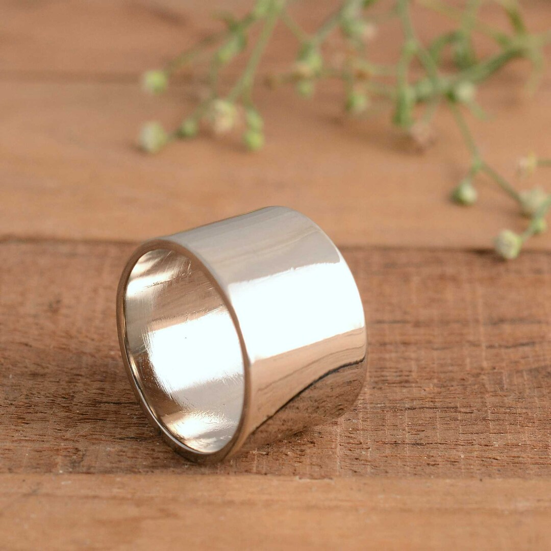 Solid Silver Band Ring, Sterling Silver Flat Wedding Bands, Men Women ...