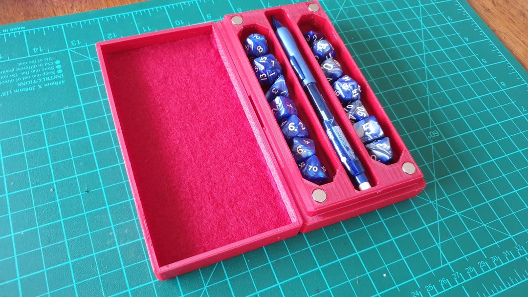 3D Printed Dice Box With 2 Dice Rows and Pencil/pacer Slot in Red - Etsy