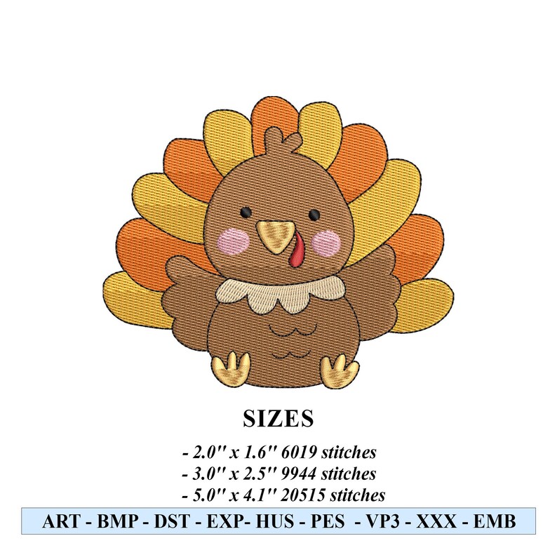 Turkey Thanksgiving Embroidery Design, Fall Pumpkin Embroidery File ...