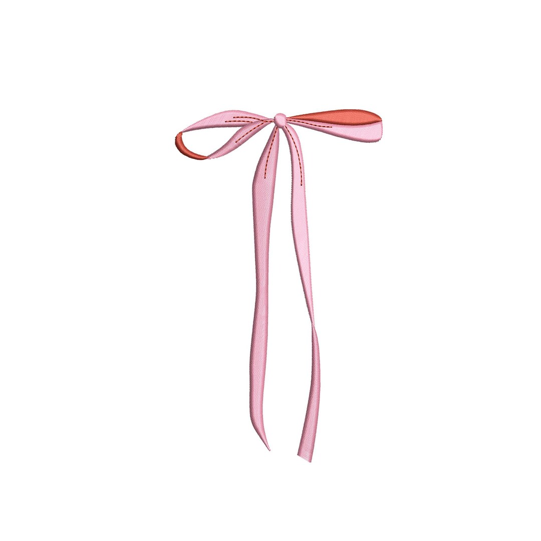 Pink Bow Embroidery File Pink Ribbon Bow Blossom Flower Digital File ...