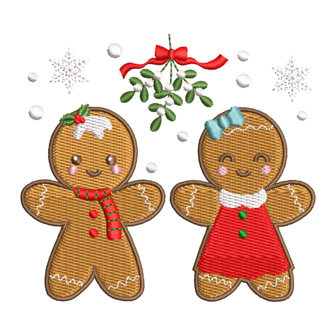 Christmas Gingerbread Boy Girl Embroidery Design, Gingerbread Cookies ...