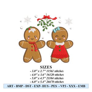 Christmas Gingerbread Boy Girl Embroidery Design, Gingerbread Cookies ...