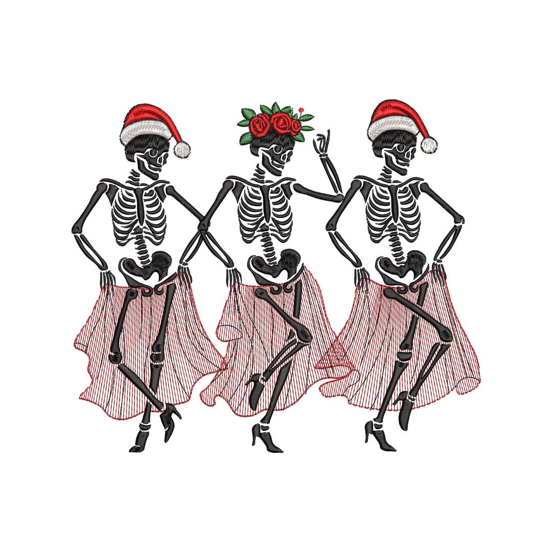 Dancing Skeleton Embroidery Design, Christmas Dancing Skeleton Machine ...