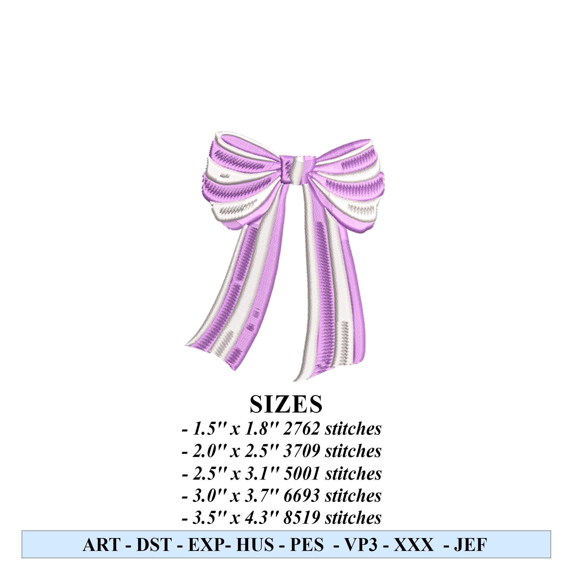 Coquette Bow Embroidery Design, Ribbon Bow Embroidery File, Cute Girly ...