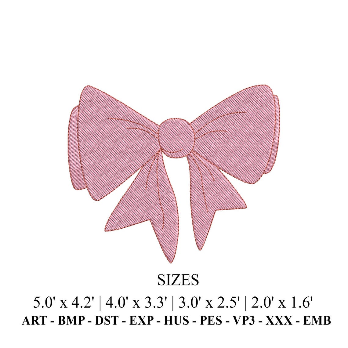 Pink Bow Embroidery File Pink Ribbon Bow Blossom Flower Digital File ...
