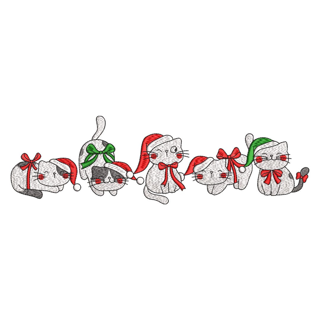 Christmas Cat Embroidery File, Funny Xmas Cat Machine Embroidery File ...