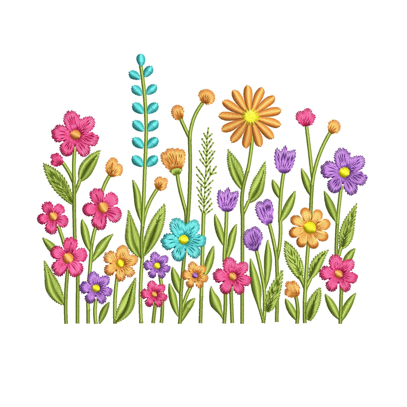 Wildflower Border Embroidery Design, Floral Meadow Border, Garden ...