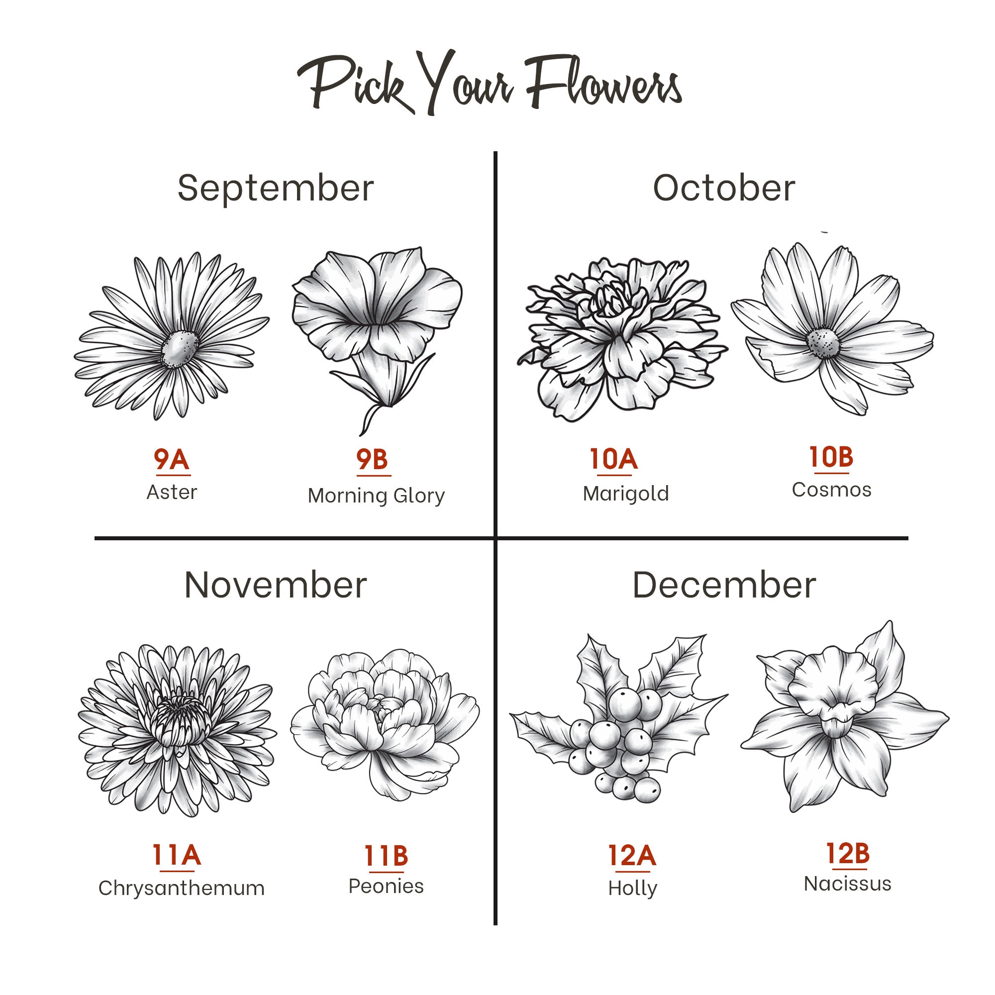 Custom Birth Flower Tattoo Design, Birth Month Tattoo Family Tattoo ...