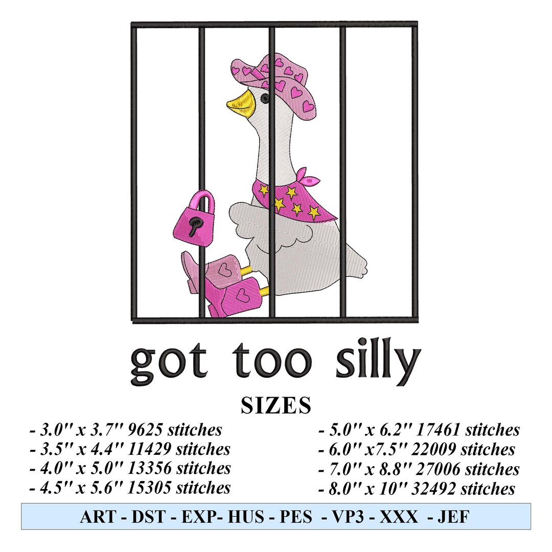 Got Too Silly Embroidery Design, Funny Embroidery Design, Goose ...