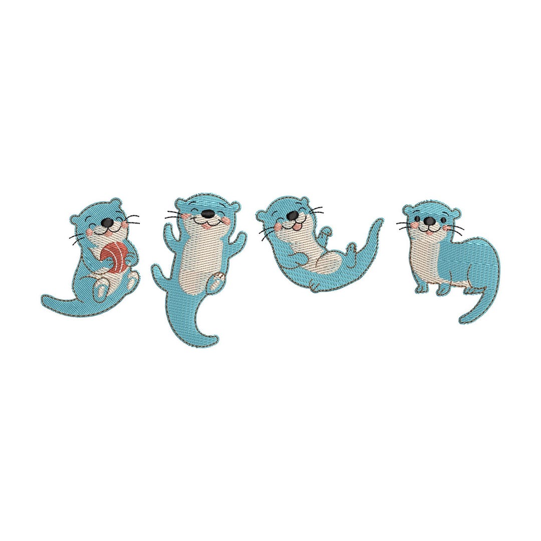 Cute Otter Embroidery Design Set, Playful Otter Machine Embroidery ...