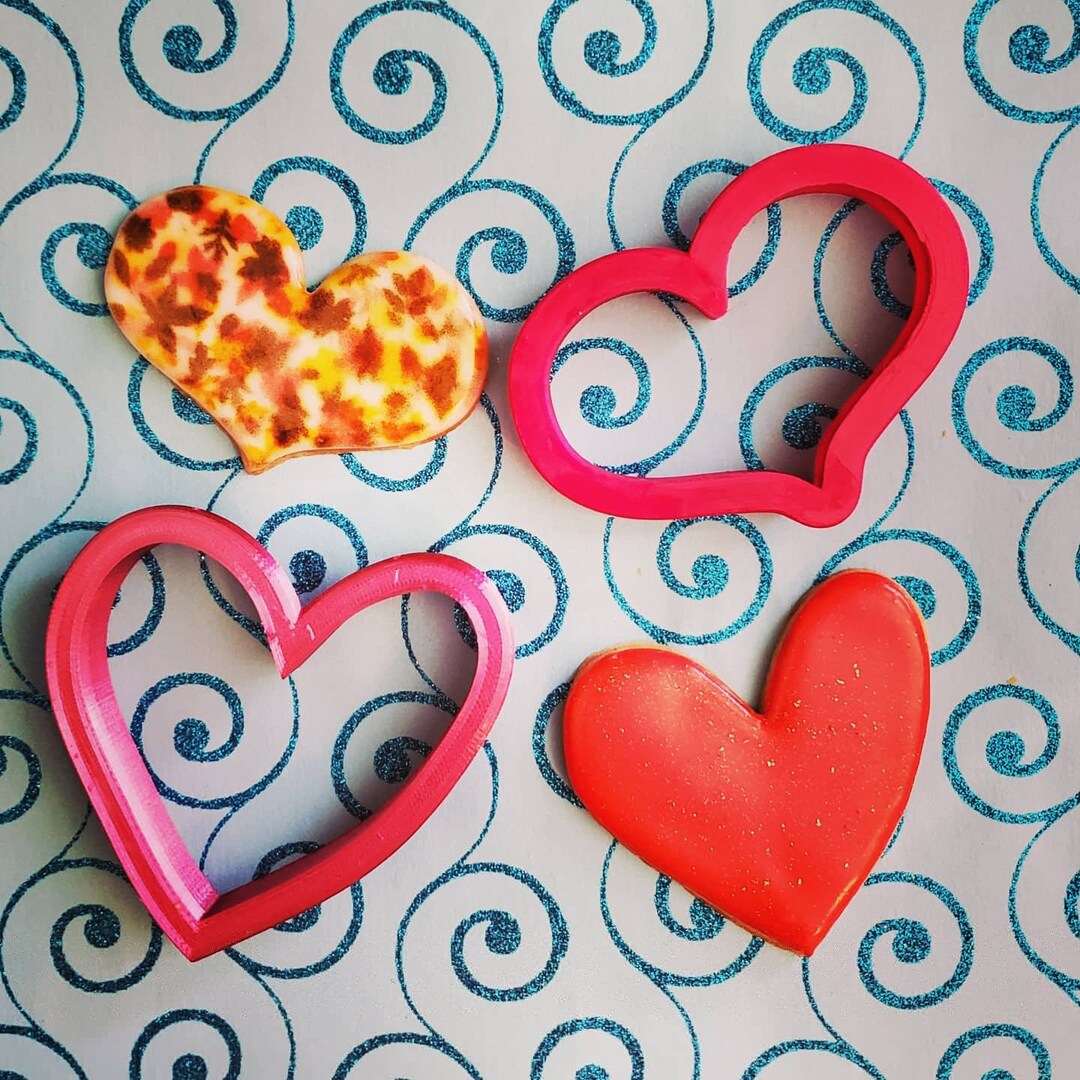 Heart cookie cutters, set or singles, chubby heart cookie cutter ...