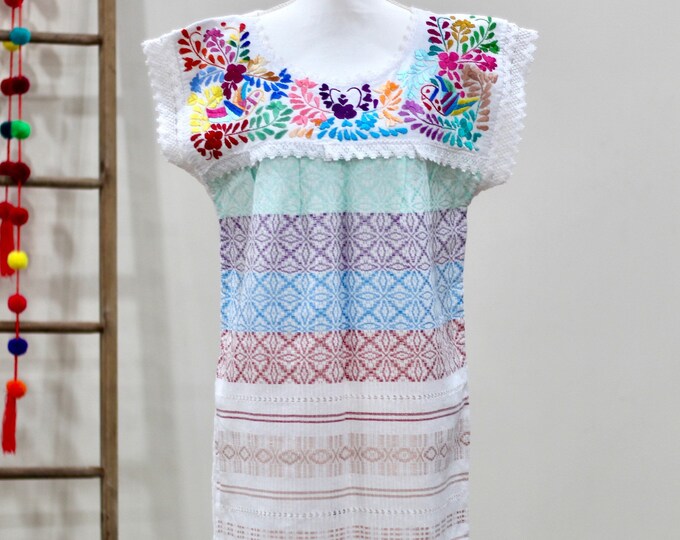 Mexican Huipil Dress-traditional Women Top Boho Hand Made Dress hand ...