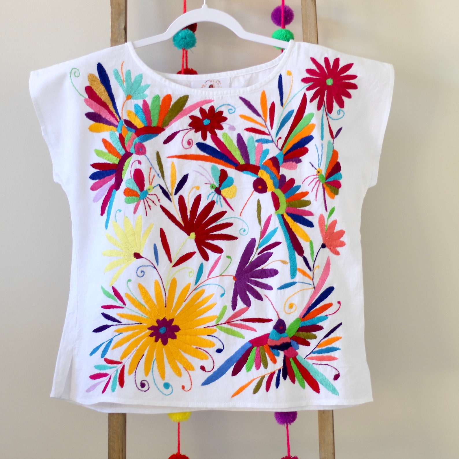 Otomi Women Blouse-large-hand Embroidered multicolor Otomi - Etsy