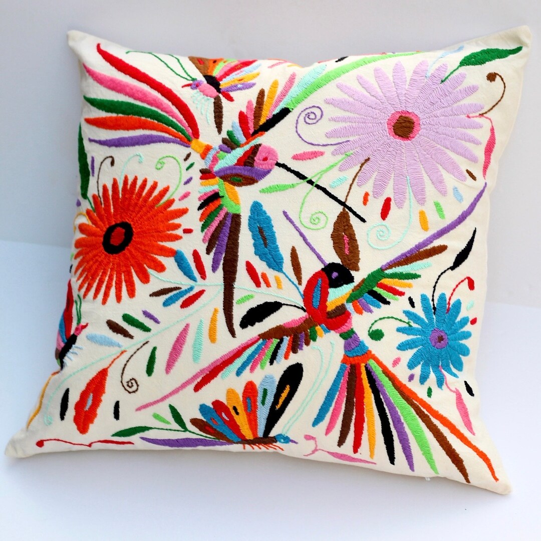 Otomi Pillow Cover-mexican Embroidered Pillow Case-mexican Hand Made ...