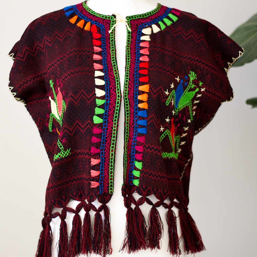Chamula Women Blouse Mexican Hand Embroidered Top-hand Made Huipil Multicolor Embroidered ...