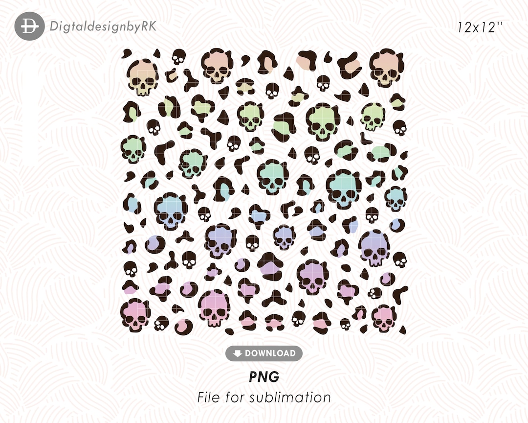 Rainbow Skull Leopard Pattern PNG, Halloween Skull Cheetah Pattern ...