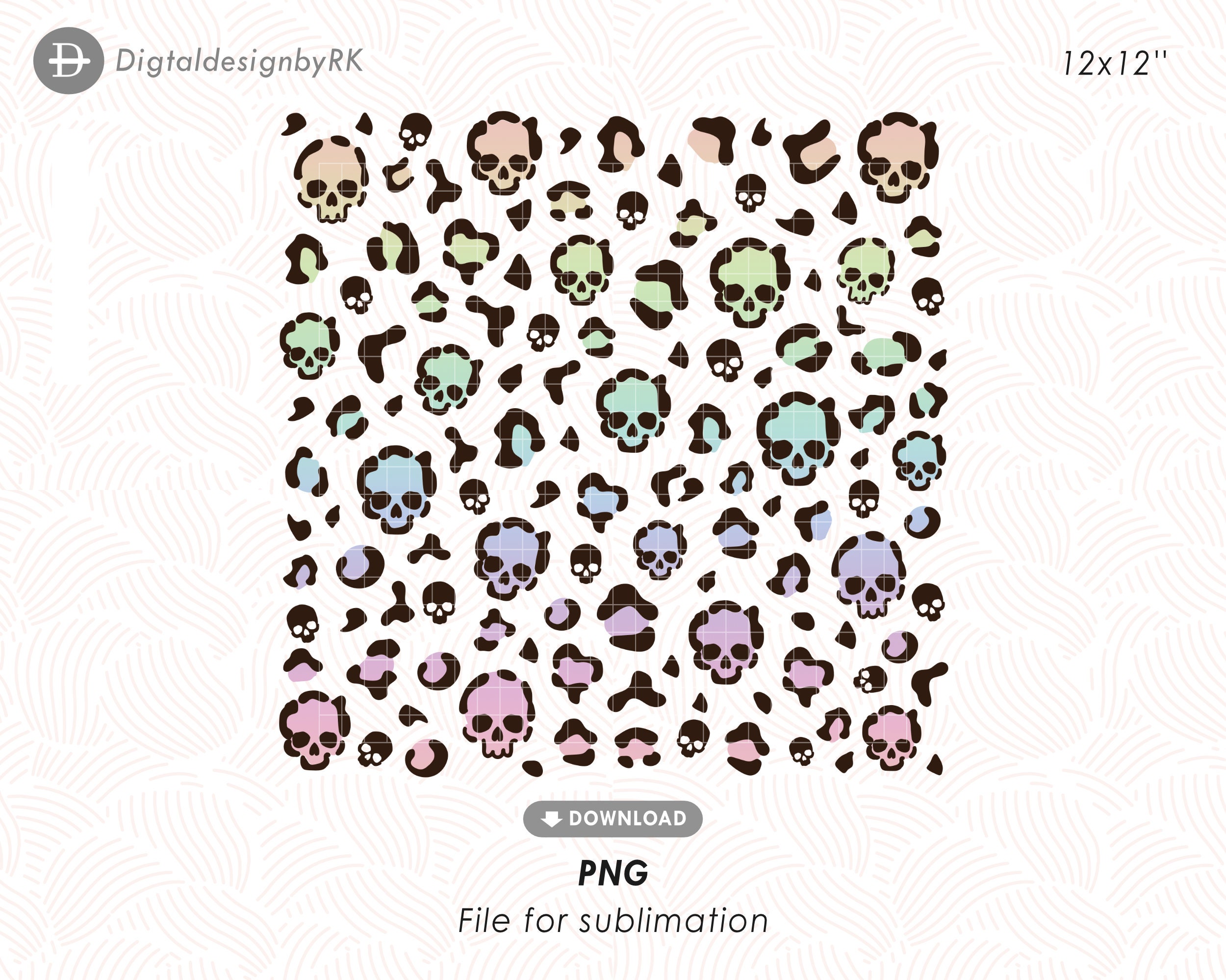 Rainbow Skull Leopard Pattern PNG, Halloween Skull Cheetah Pattern ...