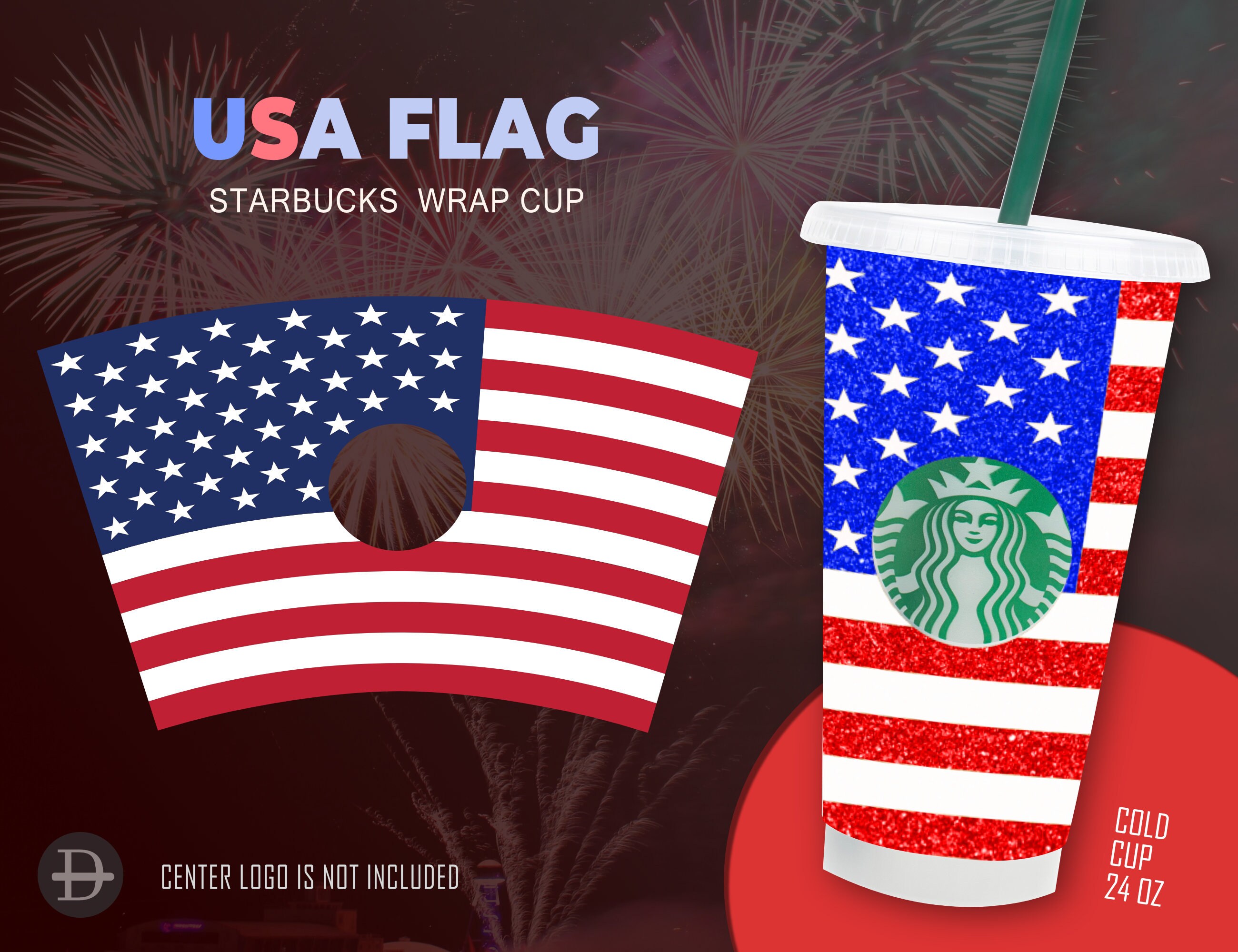 USA flag wrap starbucks full wrap cold cup instat svg cut file | Etsy