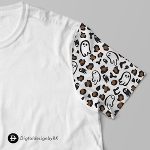 Black Leopard Ghost Pattern, Cute Ghost Cheetah Pattern, Spooky ...