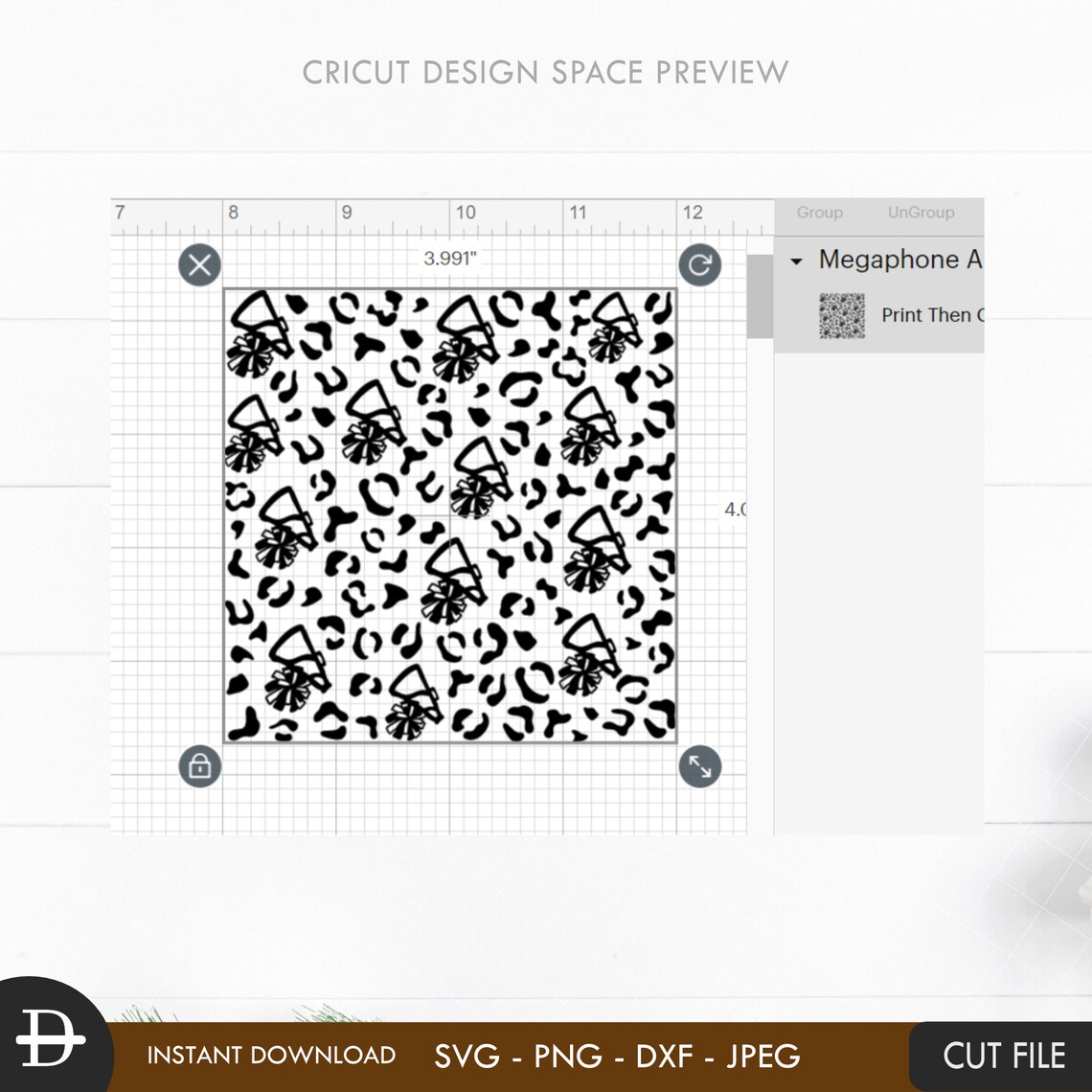 Megaphone Pompoms Leopard Pattern Cheerleader Pattern Svg - Etsy