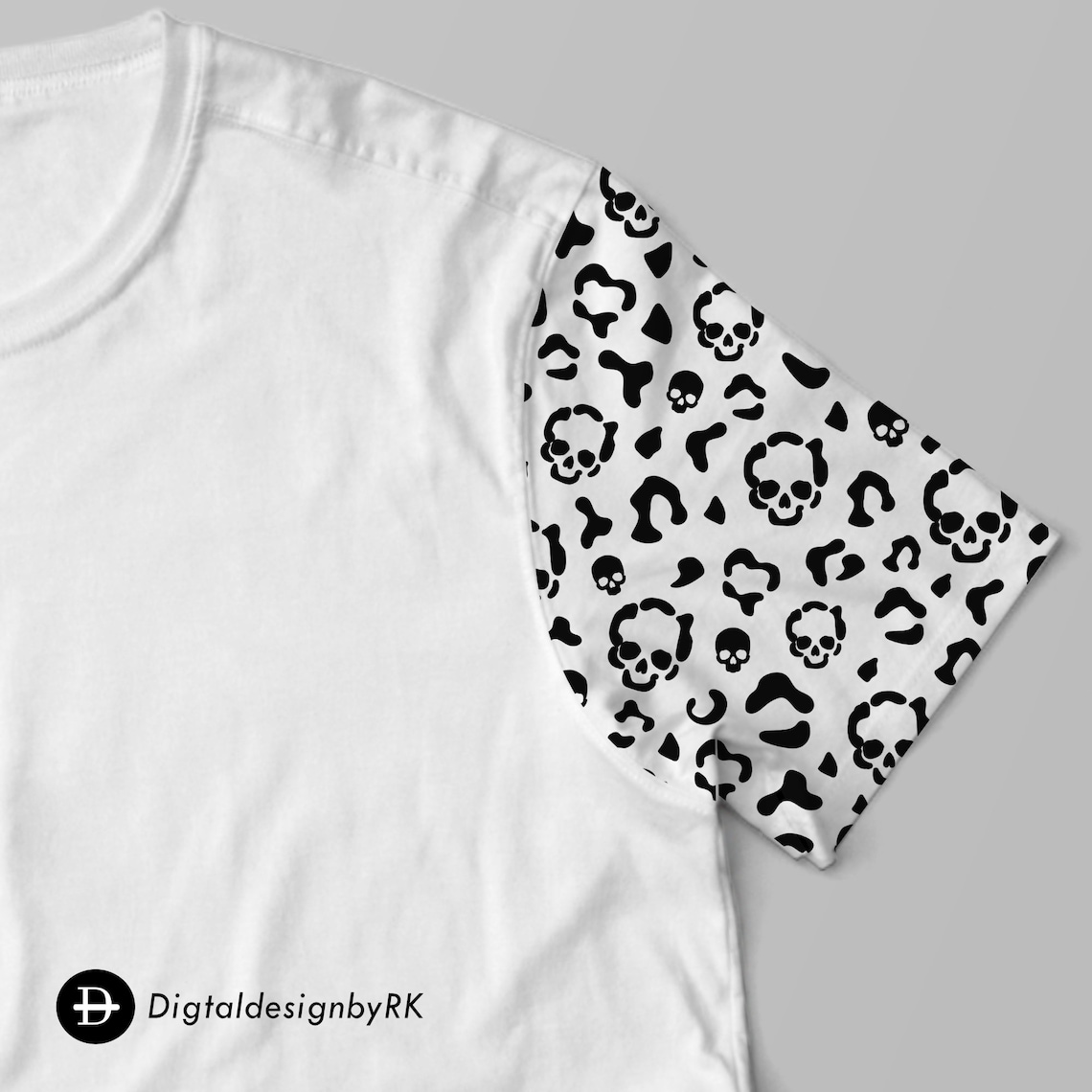 Black Leopard Skull Pattern, Skull Cheetah Pattern, Halloween Digital ...