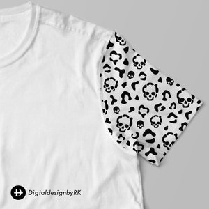 Black Leopard Skull Pattern, Skull Cheetah Pattern, Halloween Digital ...