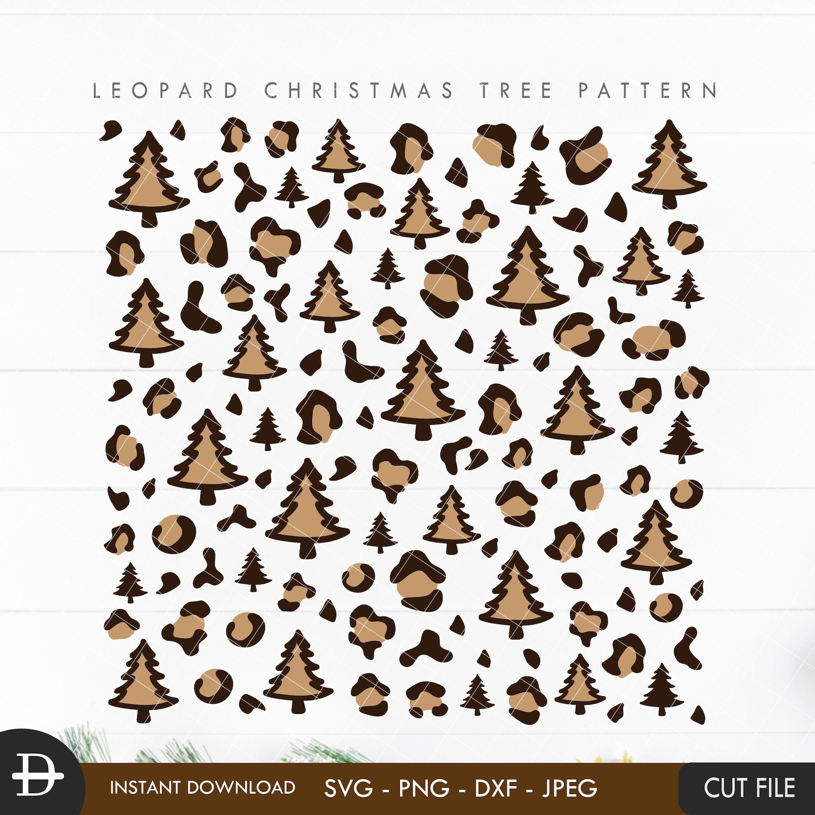 Christmas Tree Leopard Pattern SVG, Christmas Tree Cheetah Pattern Svg ...