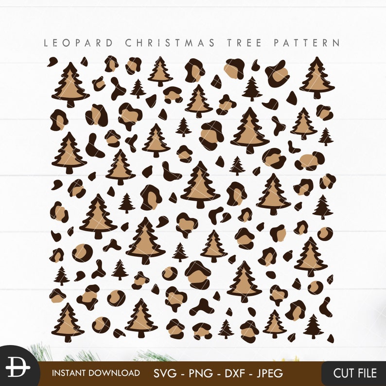 Christmas Tree Leopard Pattern SVG Christmas Tree Cheetah | Etsy