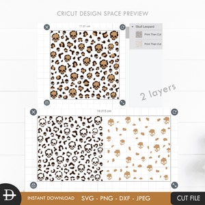 Leopard Skull Pattern SVG, Skull Cheetah Pattern Svg, Halloween Digital ...