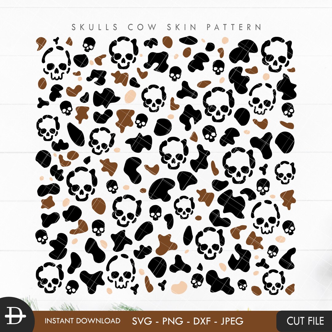 Black Skull Cow Skin Pattern, Skull Cow Animal Pattern, Halloween ...