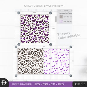 Purple Leopard Bat Pattern Svg, Bat Cheetah Pattern Svg, Halloween ...