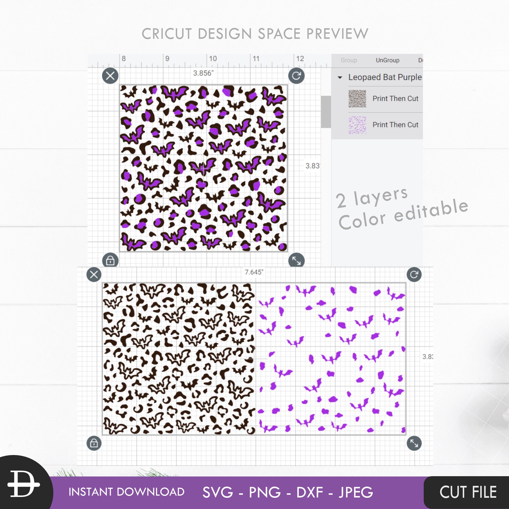 Purple Leopard Bat Pattern Svg, Bat Cheetah Pattern Svg, Halloween ...