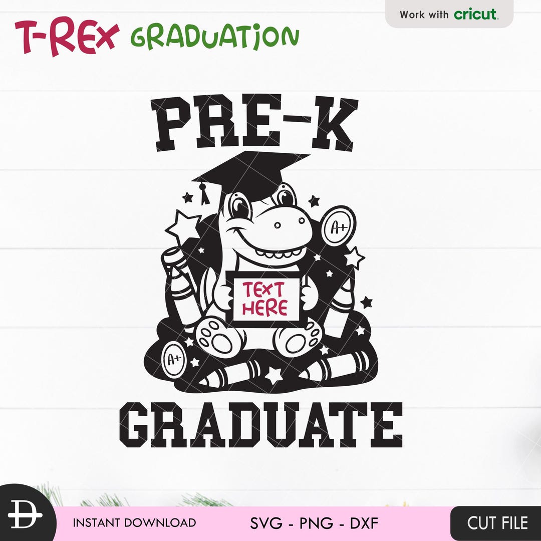 T-rex Dino Pre-k Graduate School Graduation Day for Kids Boys Son ...