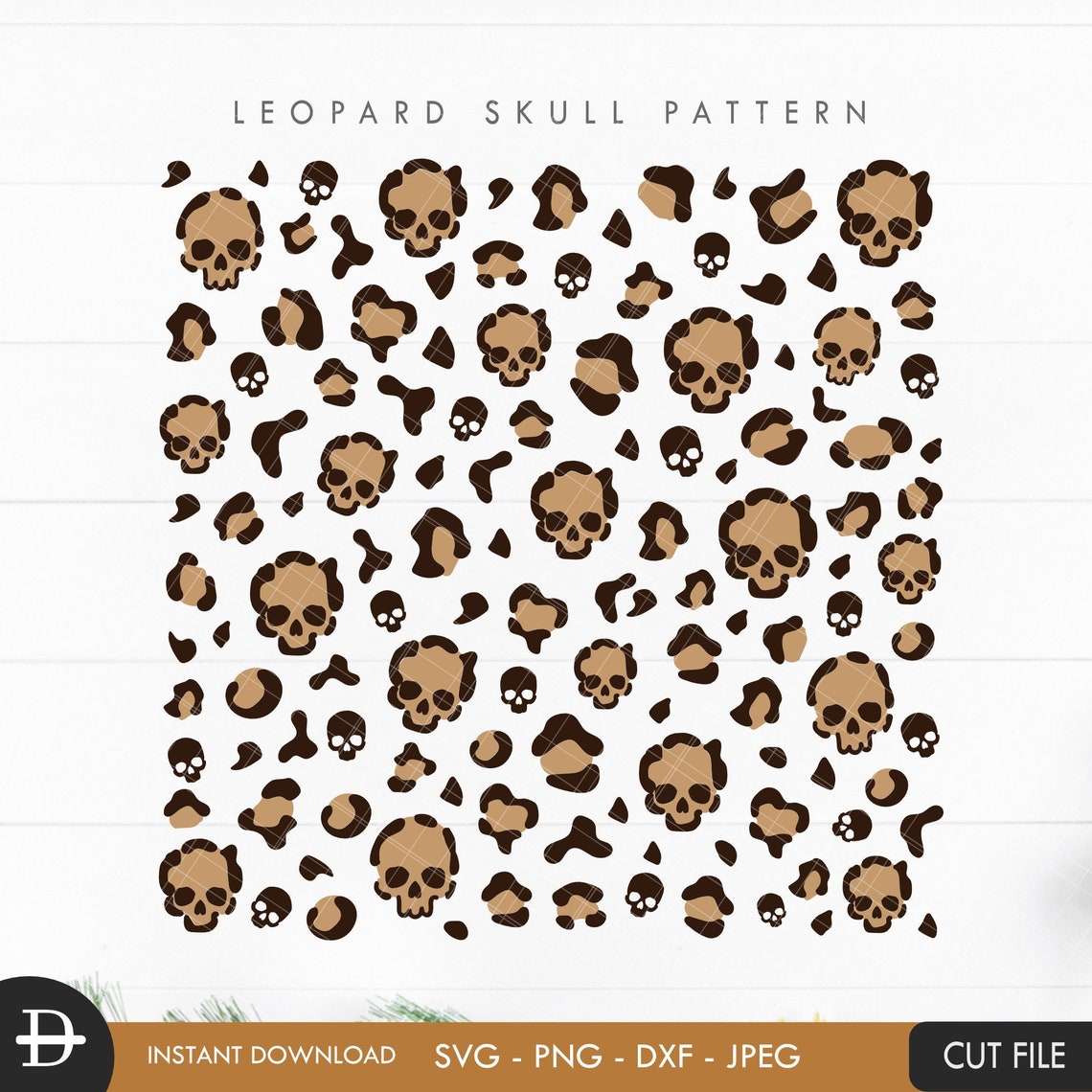 Leopard Skull Pattern SVG, Skull Cheetah Pattern Svg, Halloween Digital ...