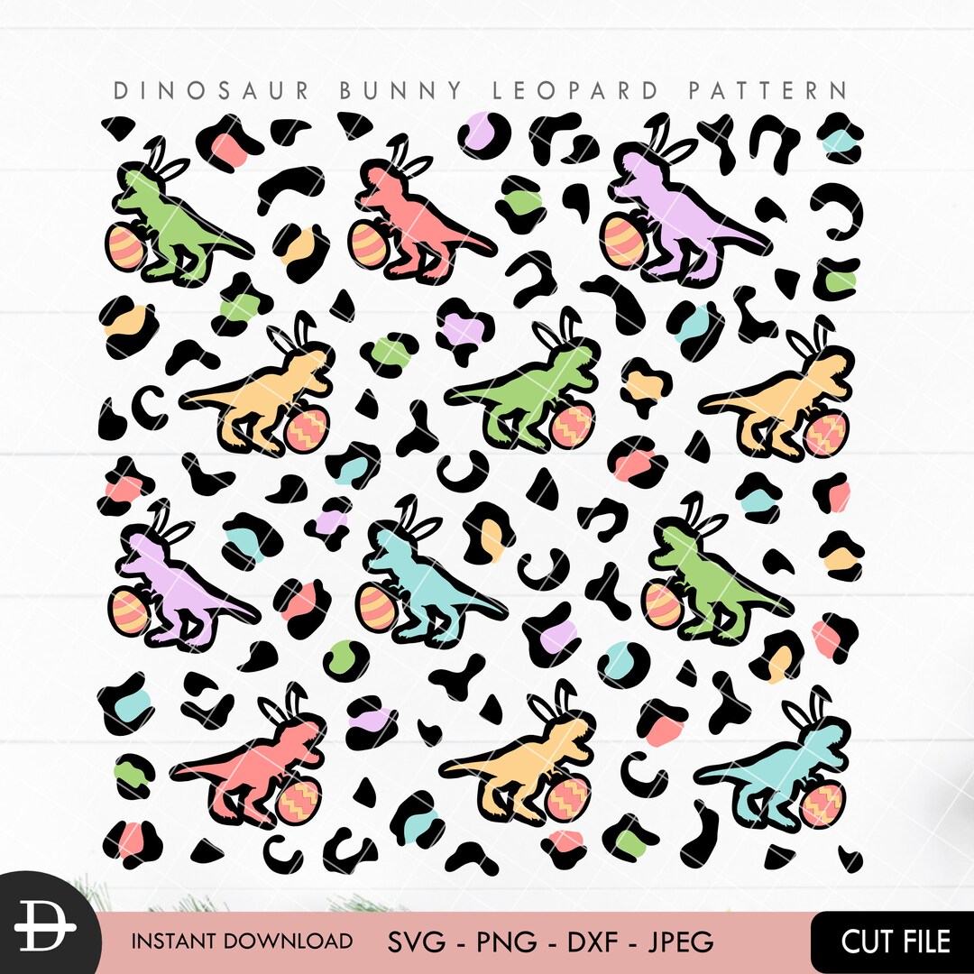 Coloful Dinosaur Bunny Leopard Pattern | Dino Easter Eggs Cheetah ...