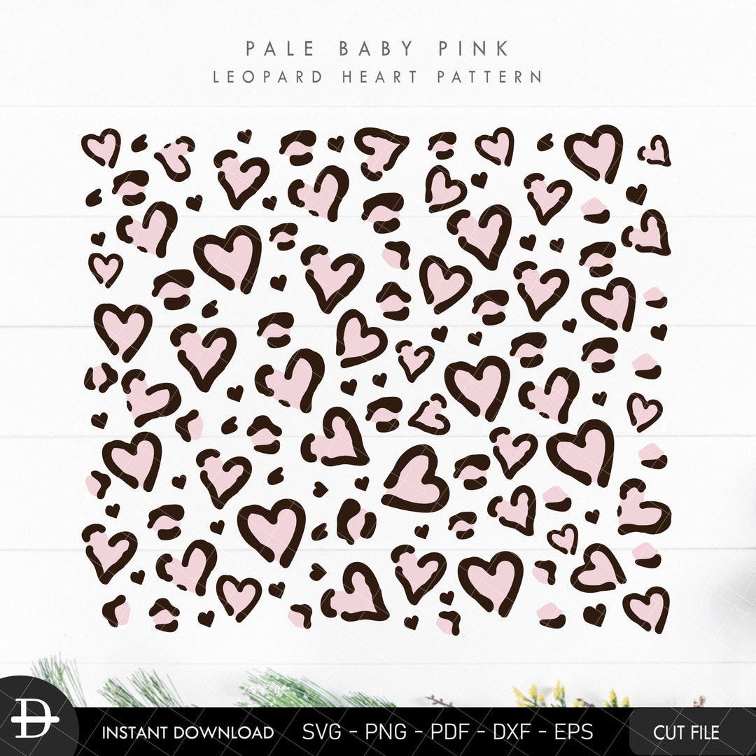 Pale Pink Leopard Heart Print Pattern Svg, Valentine Heart Pattern Svg ...
