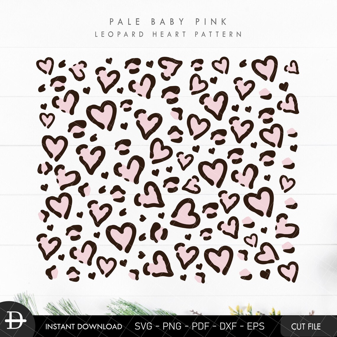 Pale Pink Leopard Heart Print Pattern Svg Valentine Heart Etsy