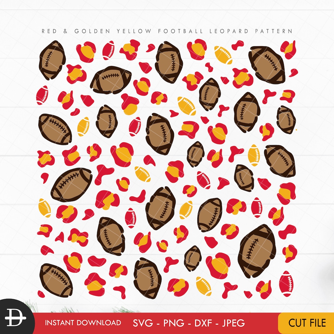 Red Golden Yellow Football Leopard Pattern SVG, Football Cheetah ...