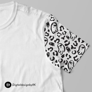 Black Pirate Leopard Ghost Pattern, Cute Ghost Cheetah Pattern, Spooky ...