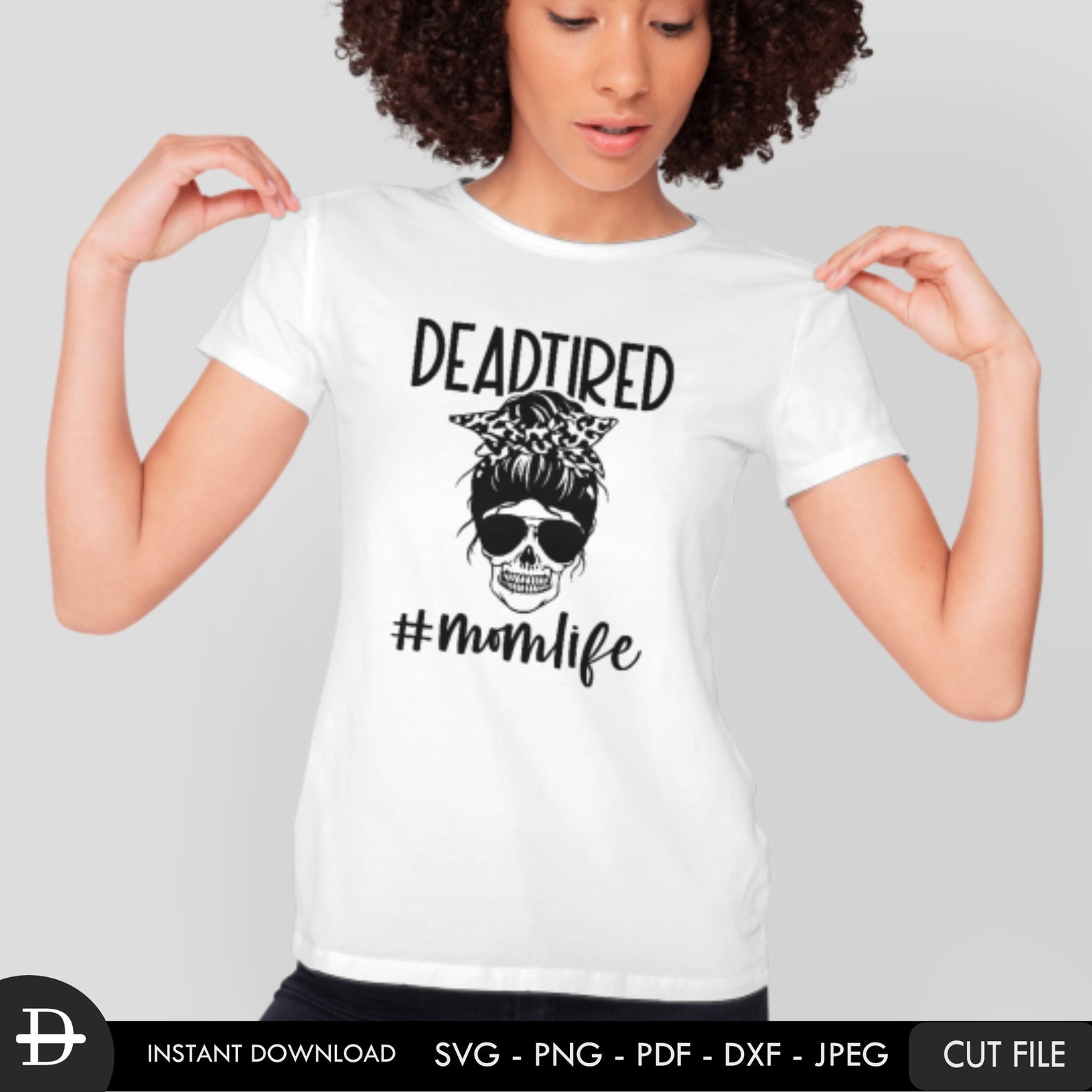 Dead Tired Mom Life Print Svg Cheetah Messy Skull Bun Hair - Etsy