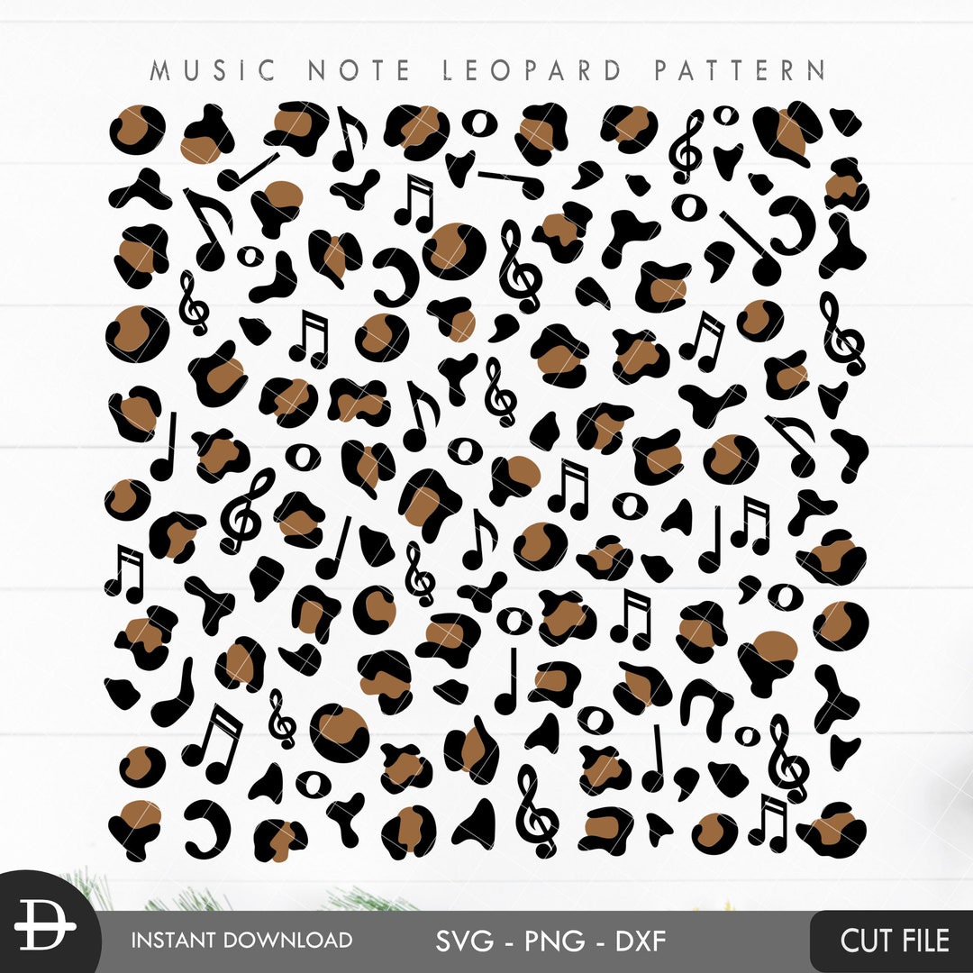 Musical Notes Leopard Cheetah Pattern SVG, Musical Music Teacher Mom ...